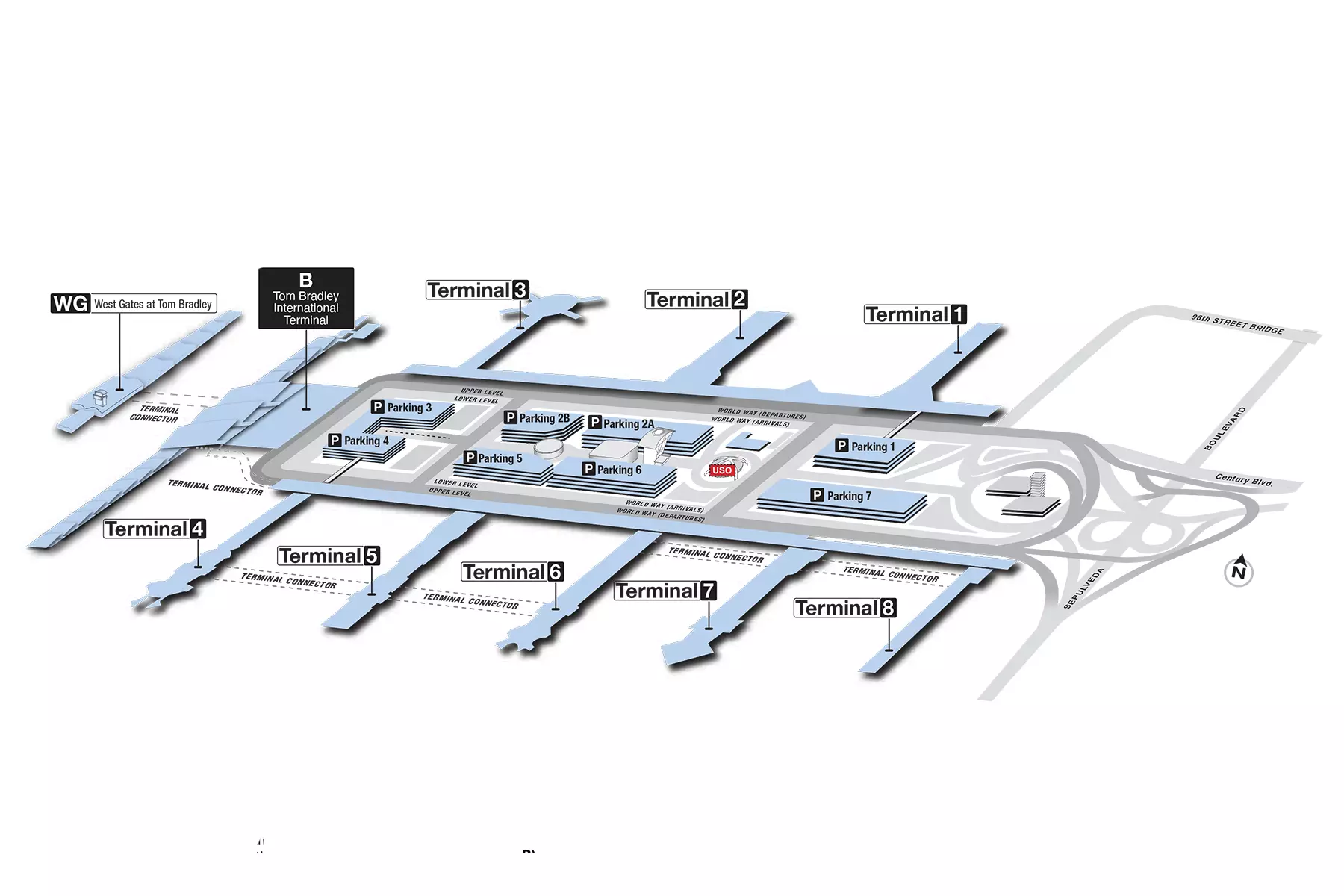 Mapa da compañía aérea para LAX