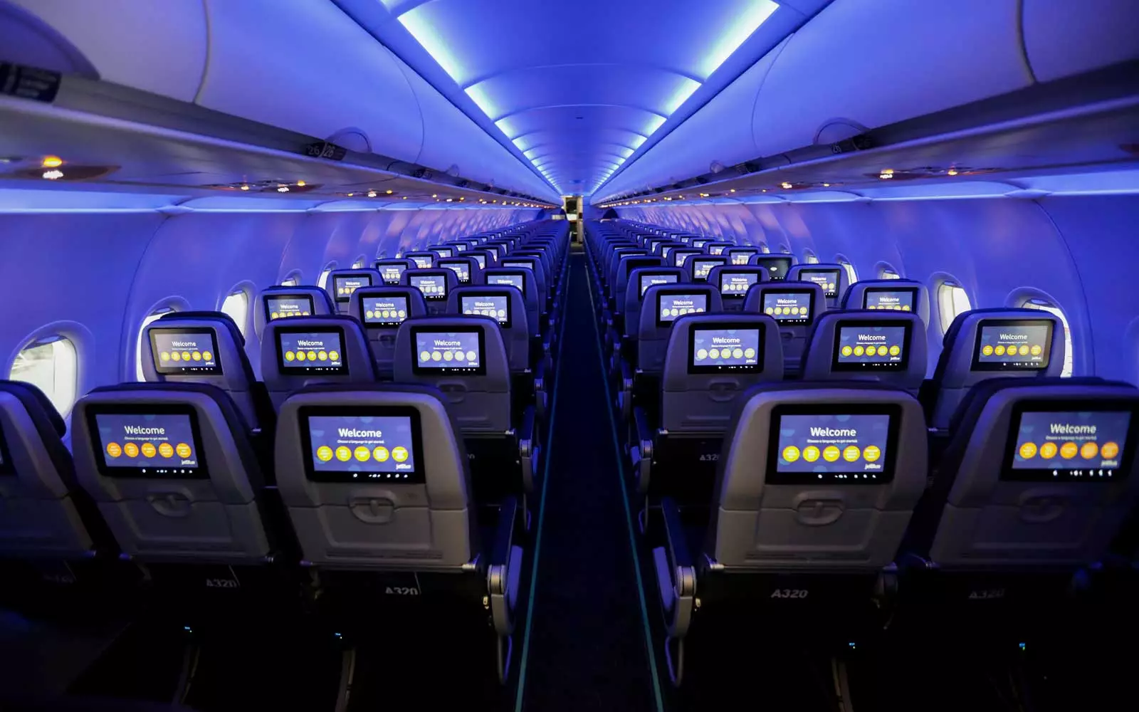 Interior do avión JetBlue redeseñado