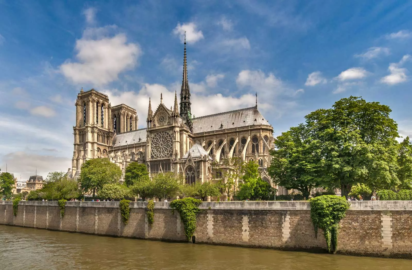 Katedralja Notre-Dame në pranverë. Paris, Francë