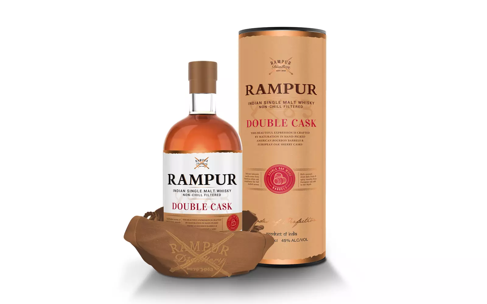 Lub raj mis ntawm Rampur Indian Ib Leeg Malt Whisky Ob Chav Cask