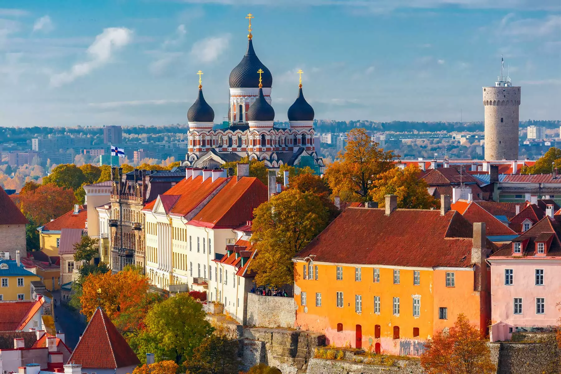 Letecký pohľad na staré mesto, Tallinn, Estónsko