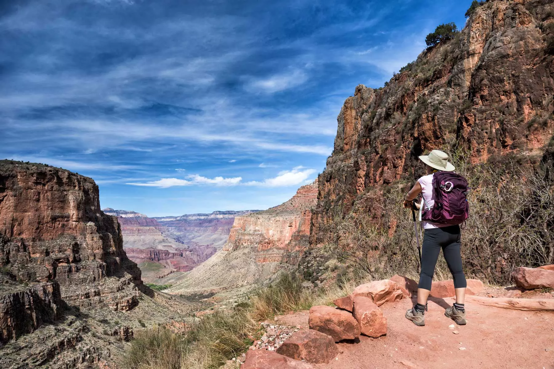 Escursionista femminile al Grand Canyon