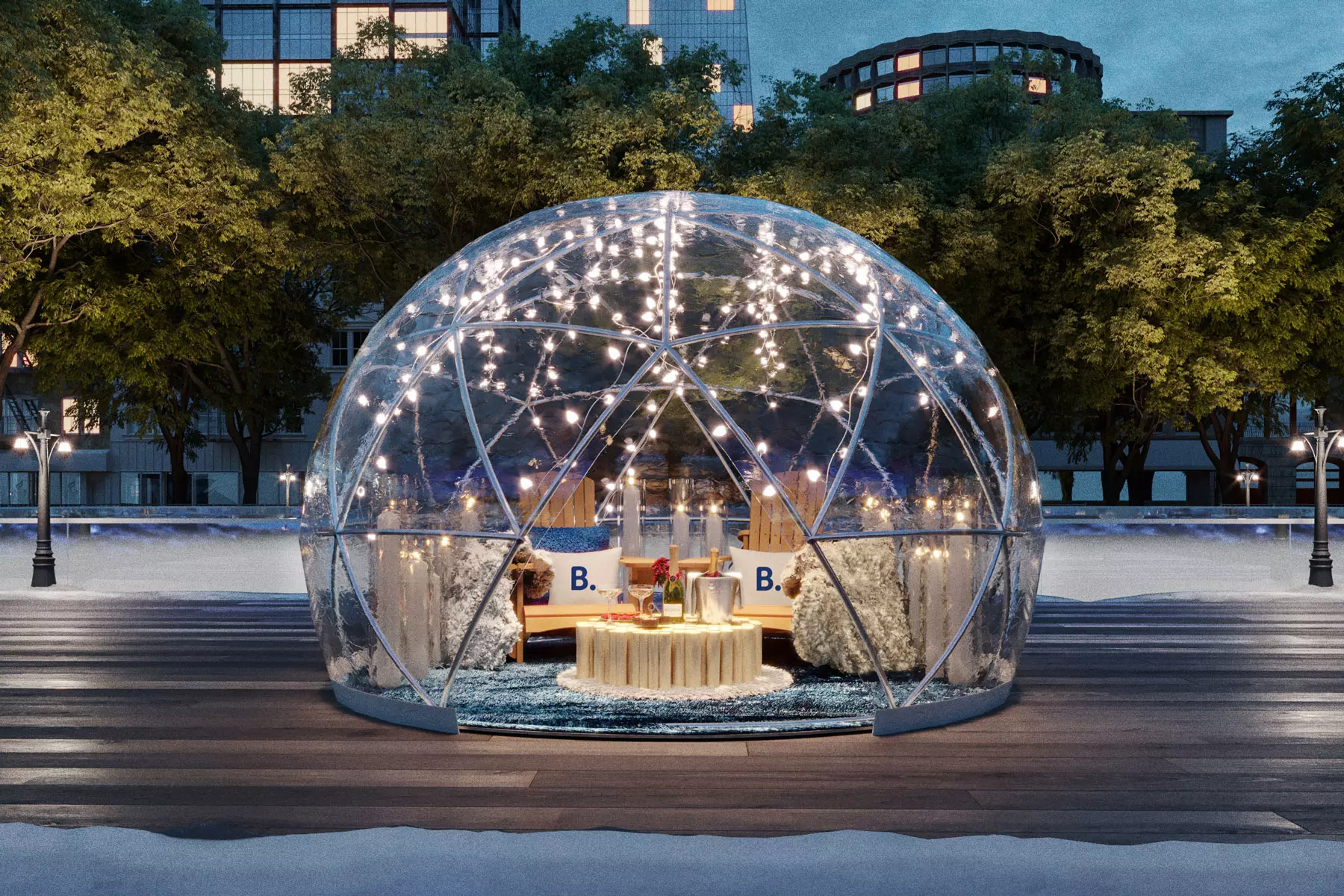 Booking.com Surat Cinta Bryant Park kepada New York igloo