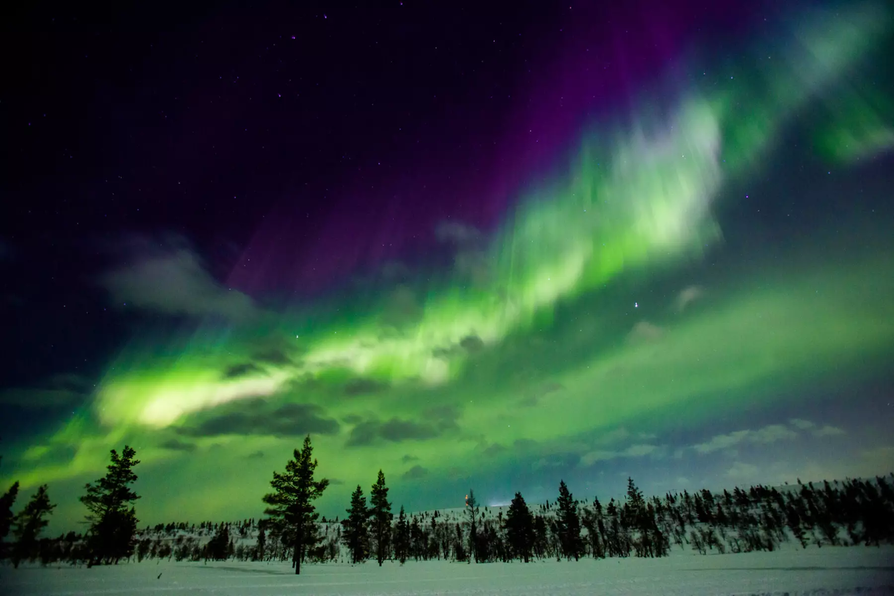 Die noordelike ligte in die Sweedse Lapland