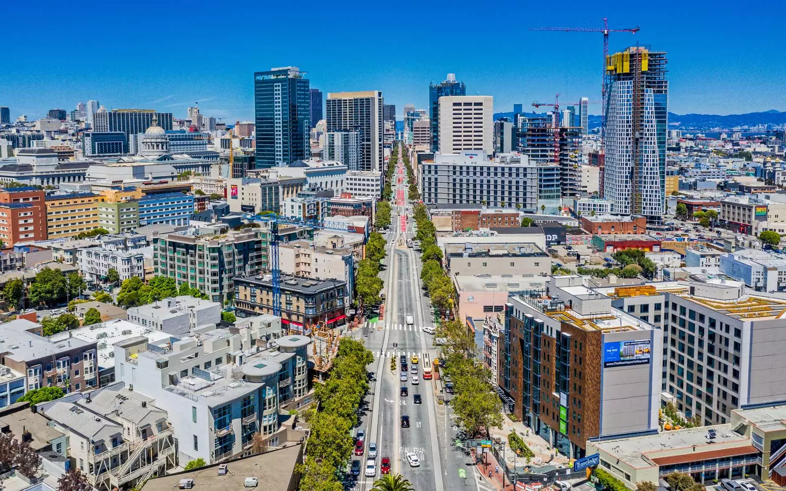 Eine Luftaufnahme der Market Street in San Francisco