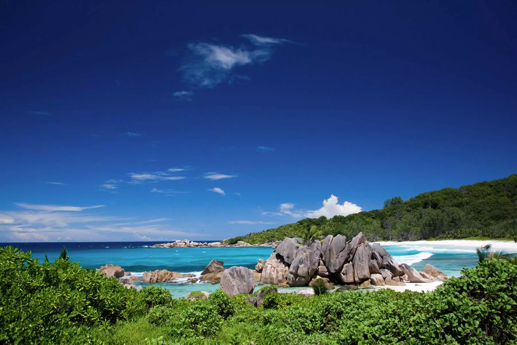 Pamje e një plazhi në Seychelles