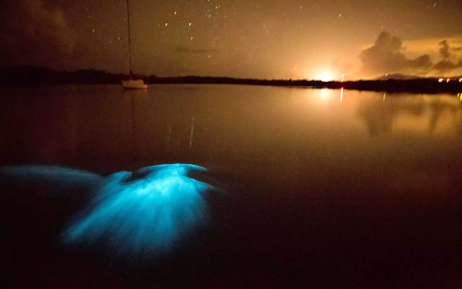 D'biolumineszent Bucht op der Puerto Rican Insel Vieques