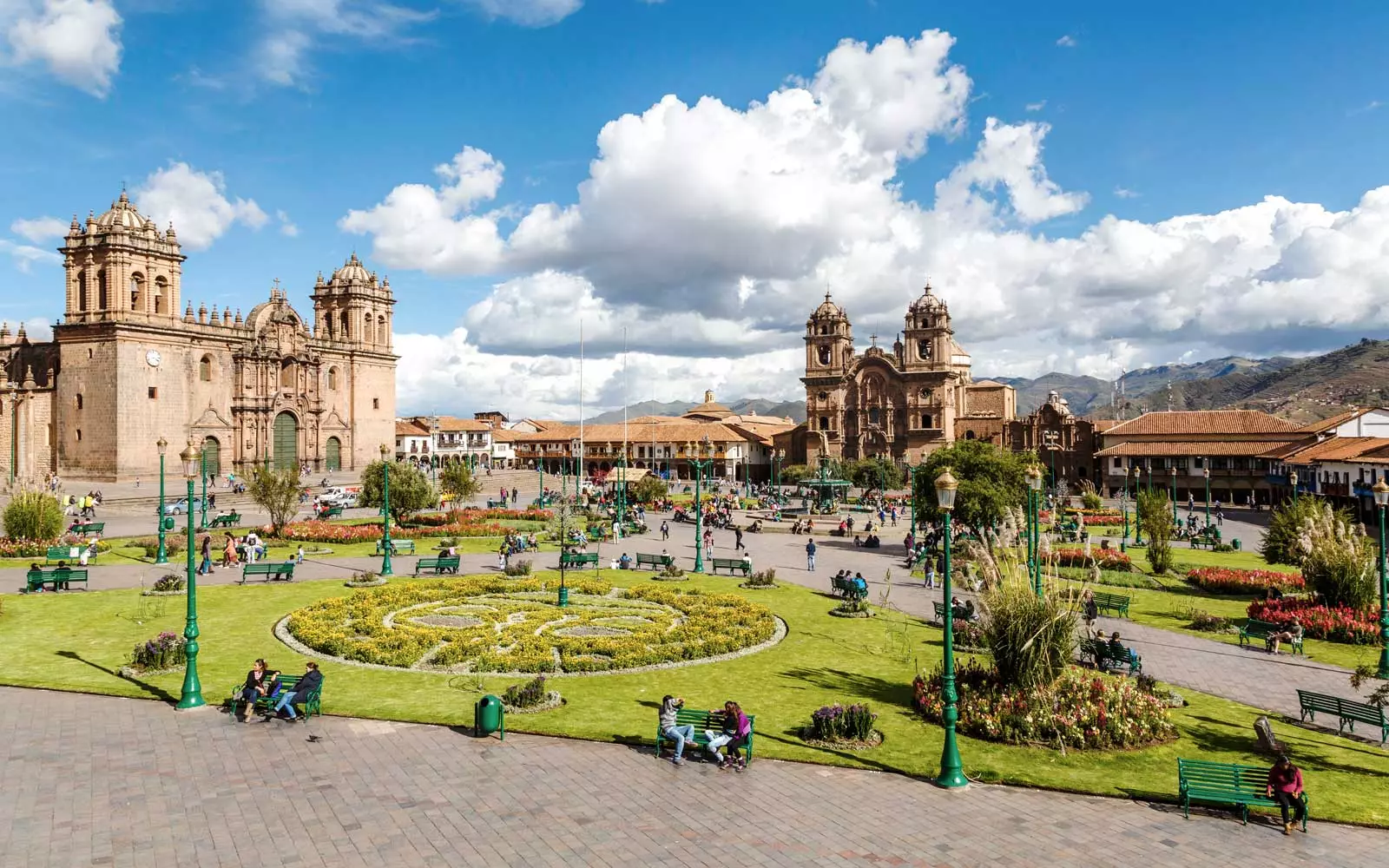 Plaza de Armas kasama ang Cathedral at Iglesia de la Compania de Jesus church, Cuzco, UNESCO World Heritage Site, Peru, South America