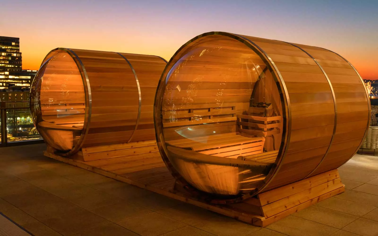 Equinox Spa's Outdoor Saunaen op Hudson Yards zu New York City