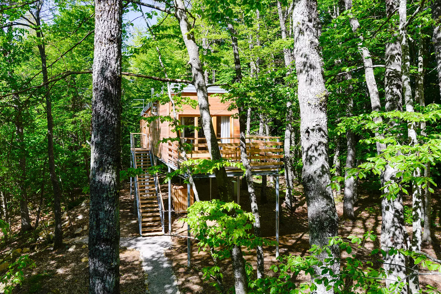 Exterior of the Treehouse Lika 1 in Drenovac Radučki, Ličko-senjska županija, Kroasia