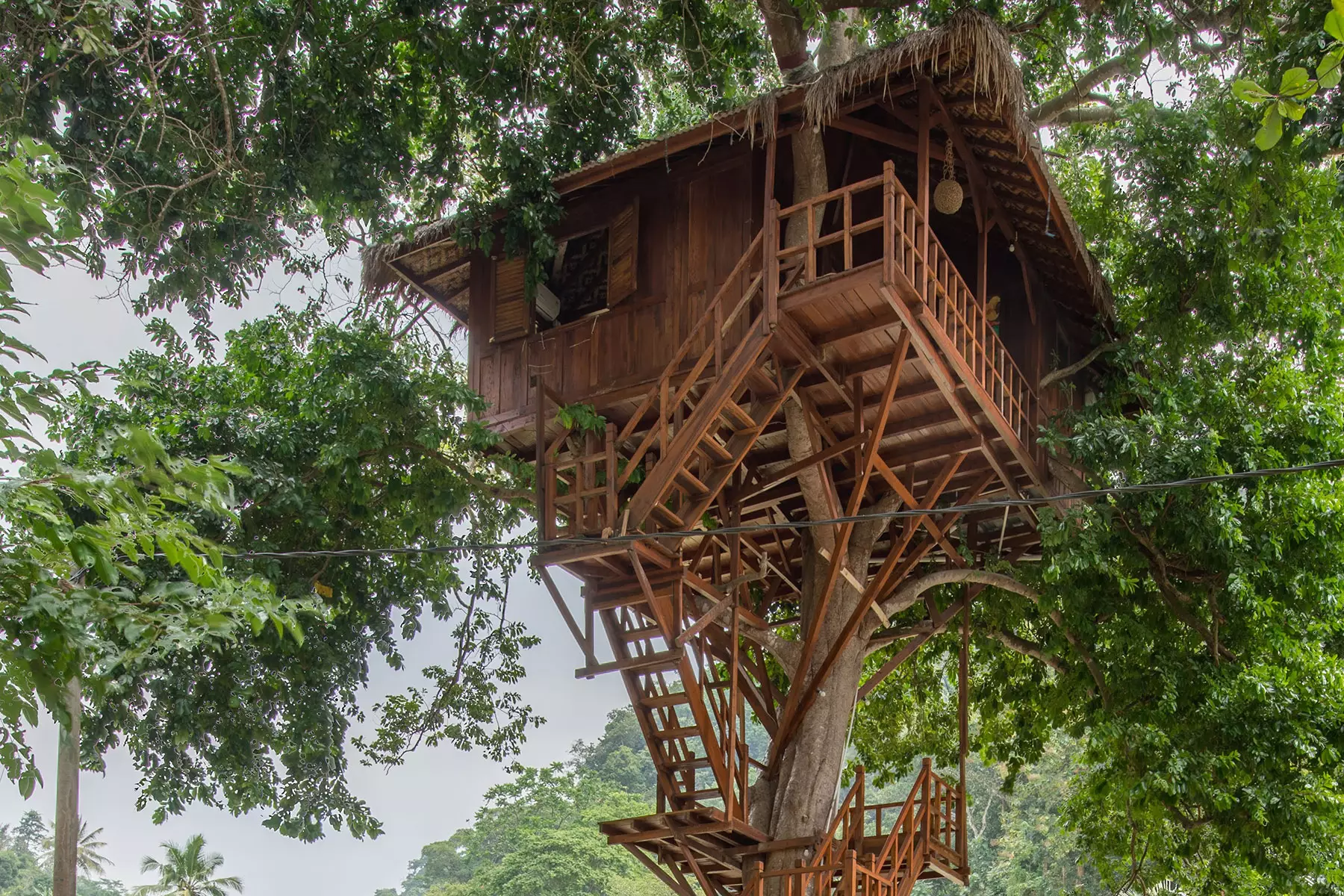 Ekstero de la Ketapang Feriejo (Tree House Kayu) en Cisolok, Jawa Barat, Indonezio